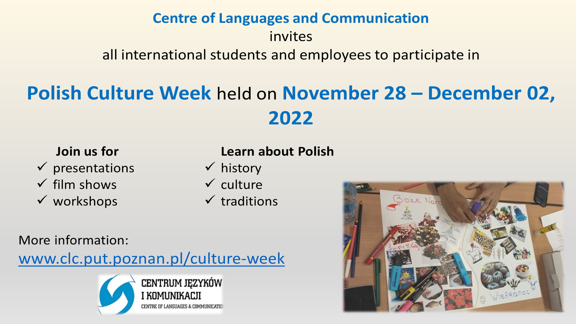 Polish Culture Week at Centre of Languages and Communication | Wydział ...